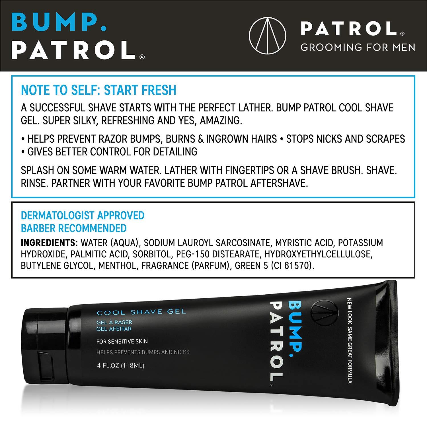 Bump Patrol Cool Shave Gel - 4oz Sensitive Clear Shaving Gel with ...