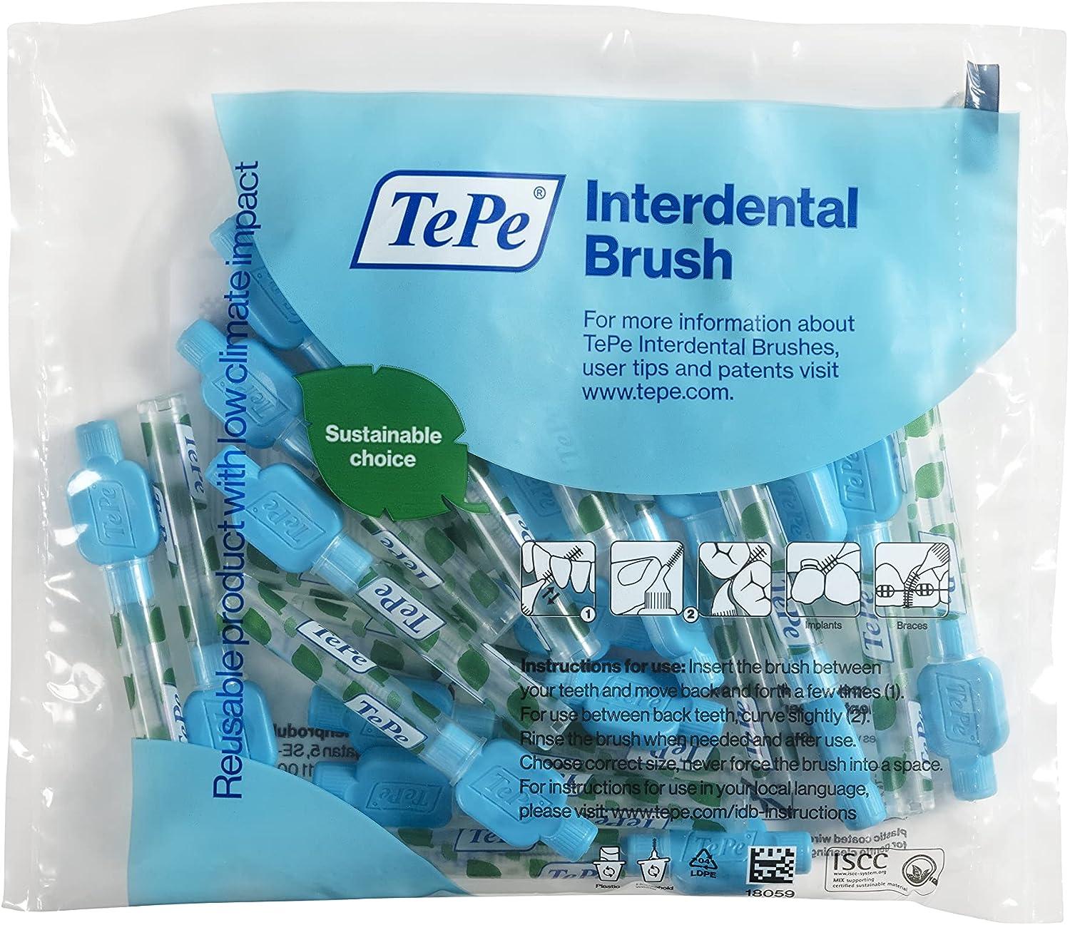 TEPE Interdental Brushes Original Size 5-0.8mm - 20 Pack (0.6mm Blue ...