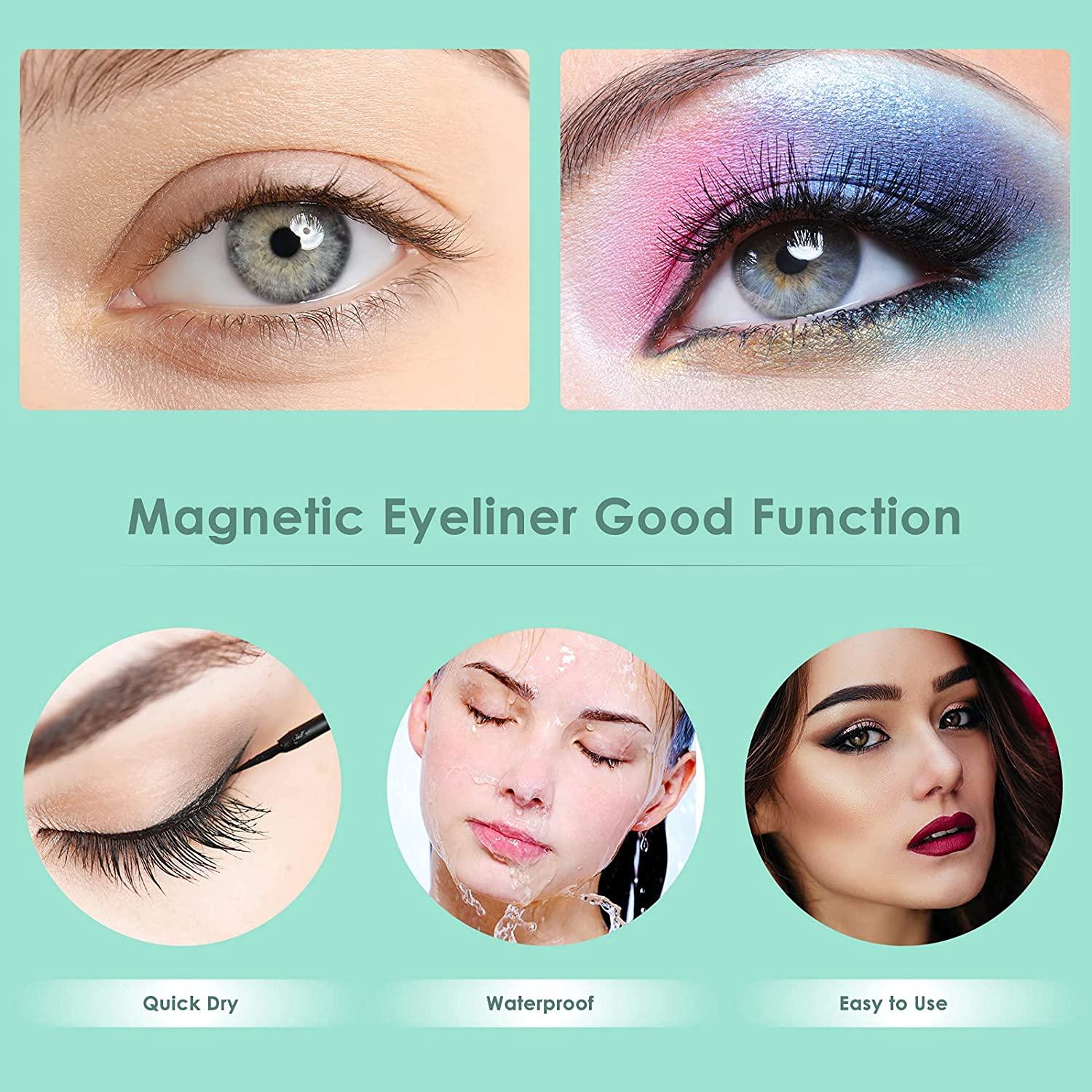 Magnetic Eyelashes with Eyeliner Kit - 5 Pairs Fluffy Lashes, 2 Tubes ...