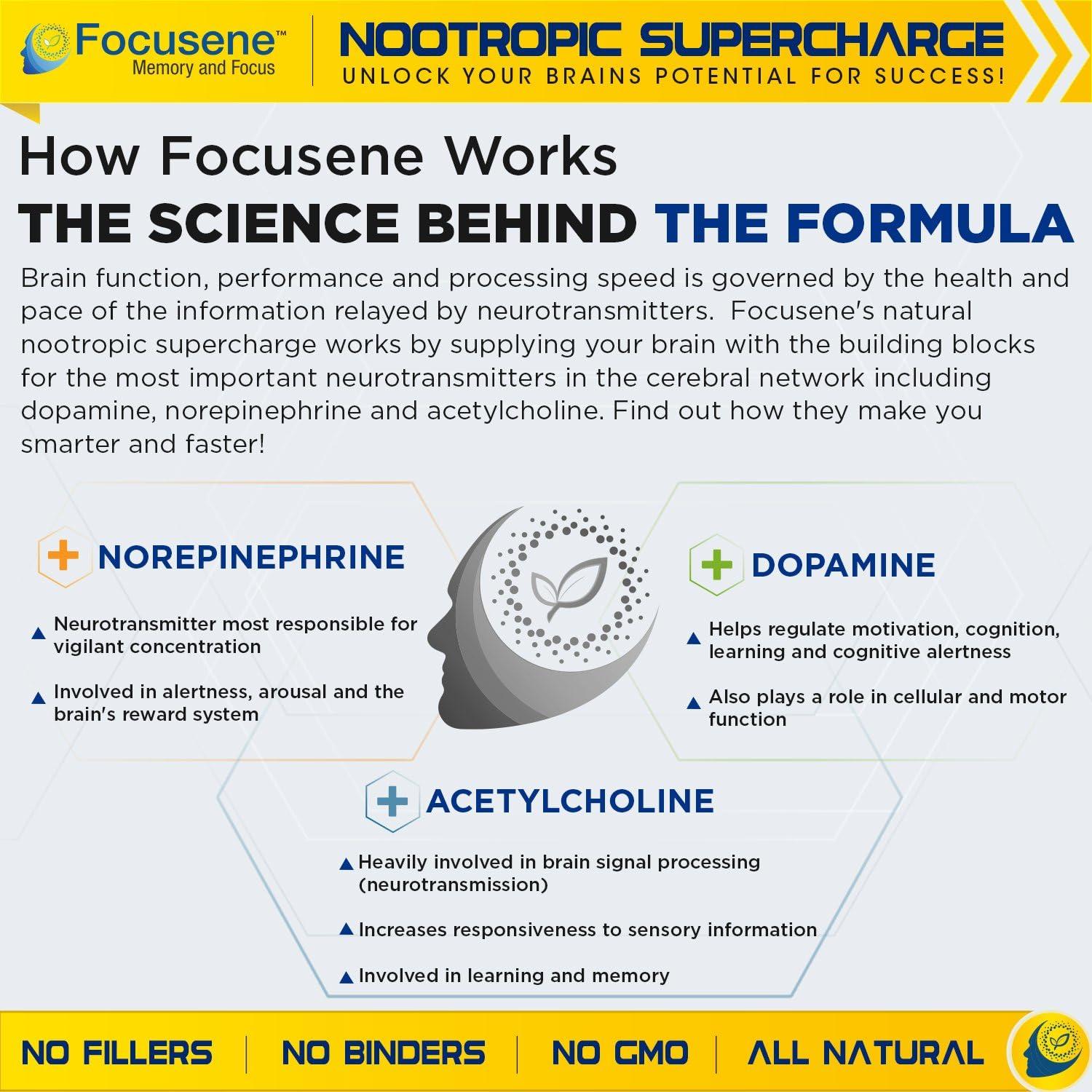 Foocusene: Caffeine-Free Mental Focus Supplement for Brain Enhancement & Energy - 60 Premium ...