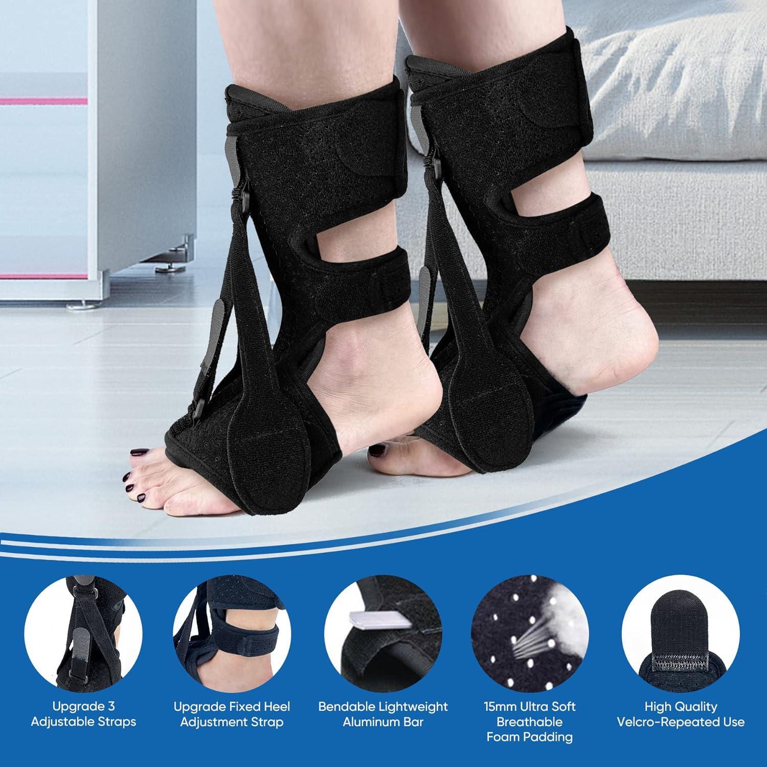 LISTENJIALE Plantar Fasciitis Night Splint - 2 Pack with Arch Support & 3 Adjustable Straps ...
