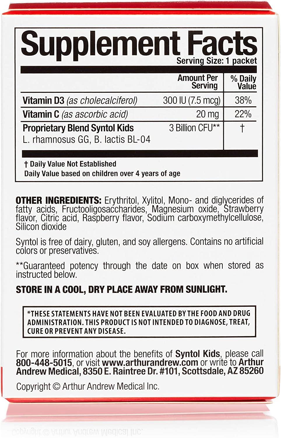 Syntol Kids Probiotic - Natural Berry Flavor | 30 Single Serve Packets ...