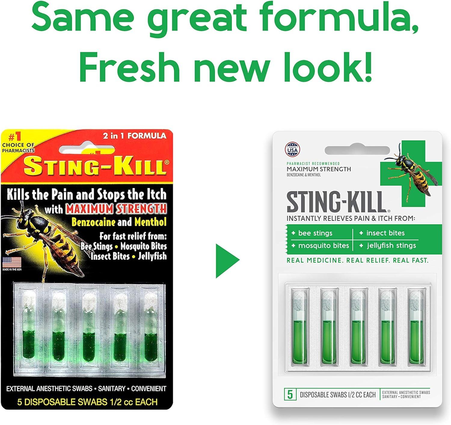 Sting-Kill Anesthetic Swabs 5-count - Instant Pain + Itch Relief for ...