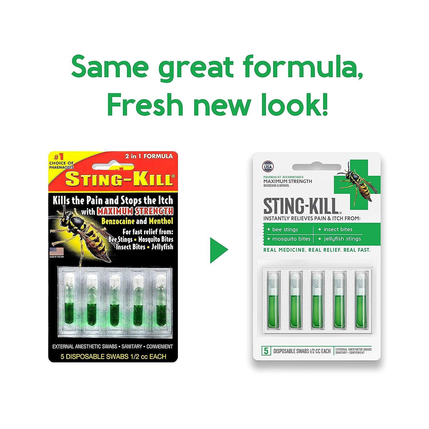 Sting-Kill First Aid Anesthetic Swabs - Instant Pain & Itch Relief for ...