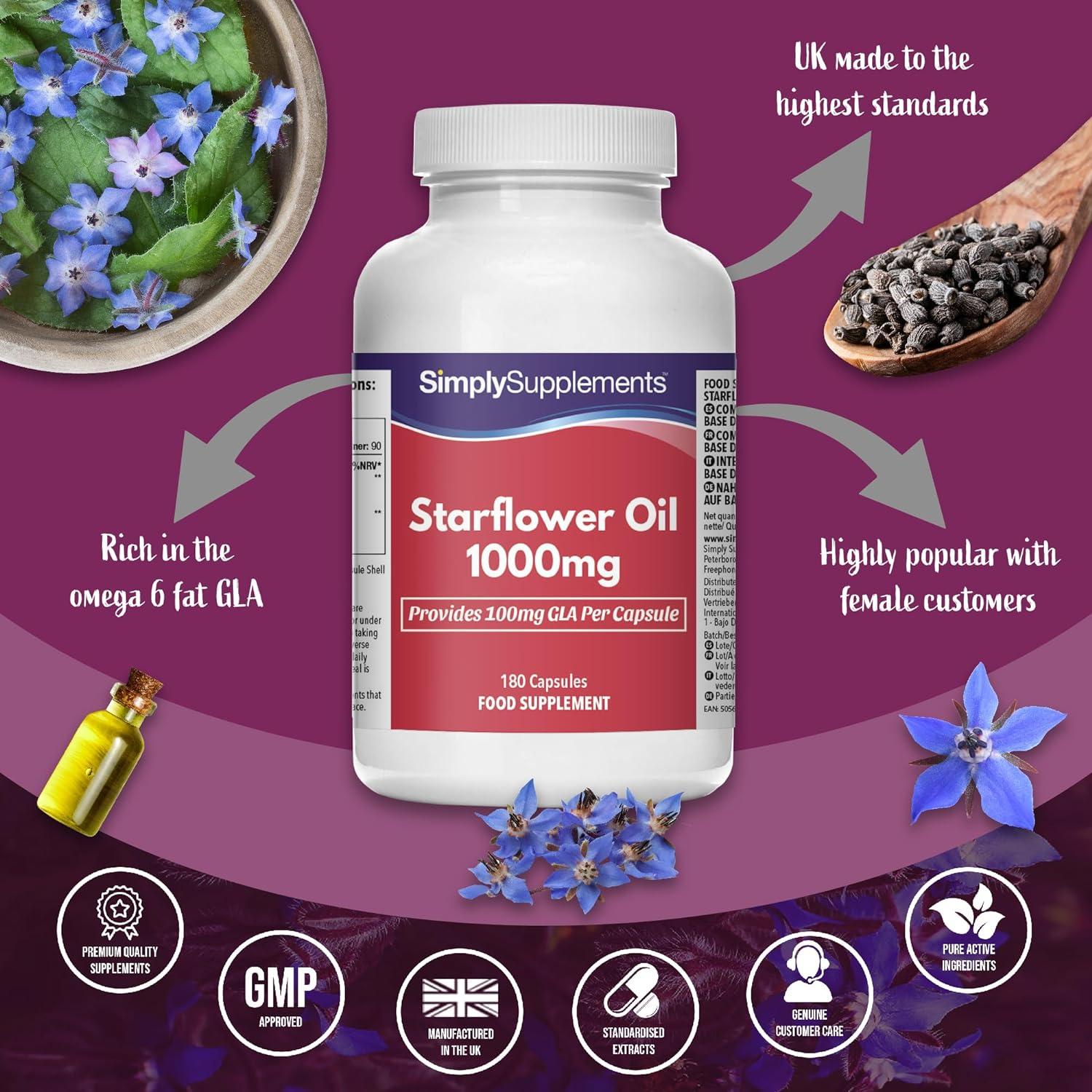 Starflower Oil 1000mg - 180 Capsules | Premium Quality Supplement | Buy ...