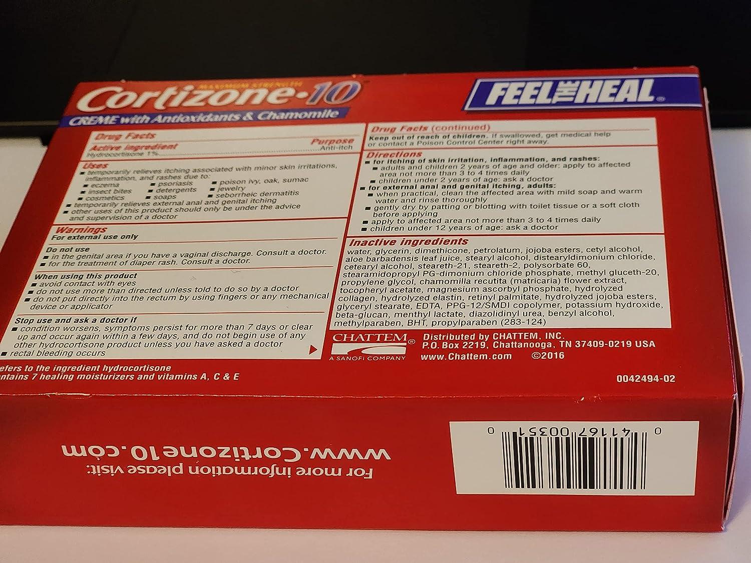 Cortizone 10 Maximum Strength Intensive Healing Cream - 4 oz (Two 2 oz ...
