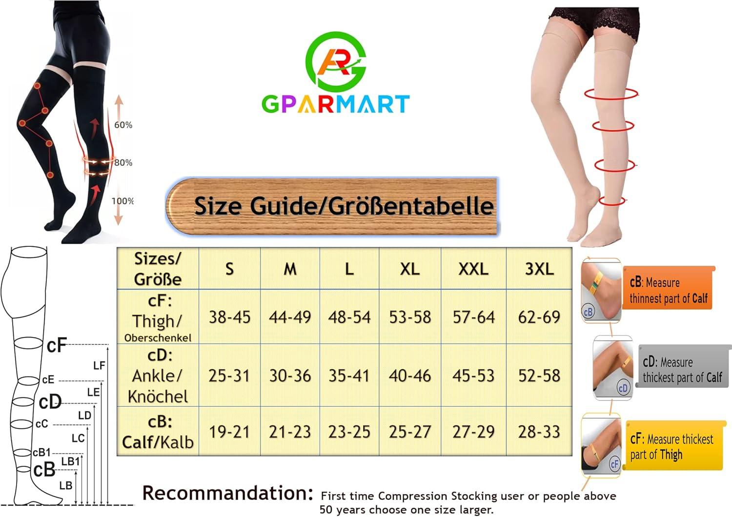 GPAR Premium Medical Compression Stockings Class 2 - Unisex 23-32 mmHg ...