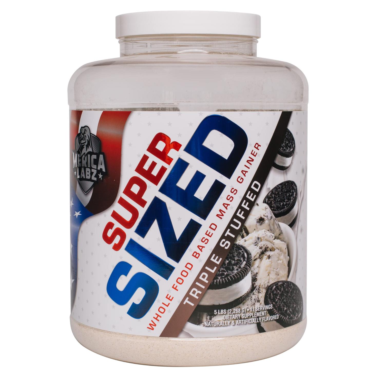 Merica Labz Super Sized Mass Gainer - 46g Protein Digestive Enzymes 5 ...