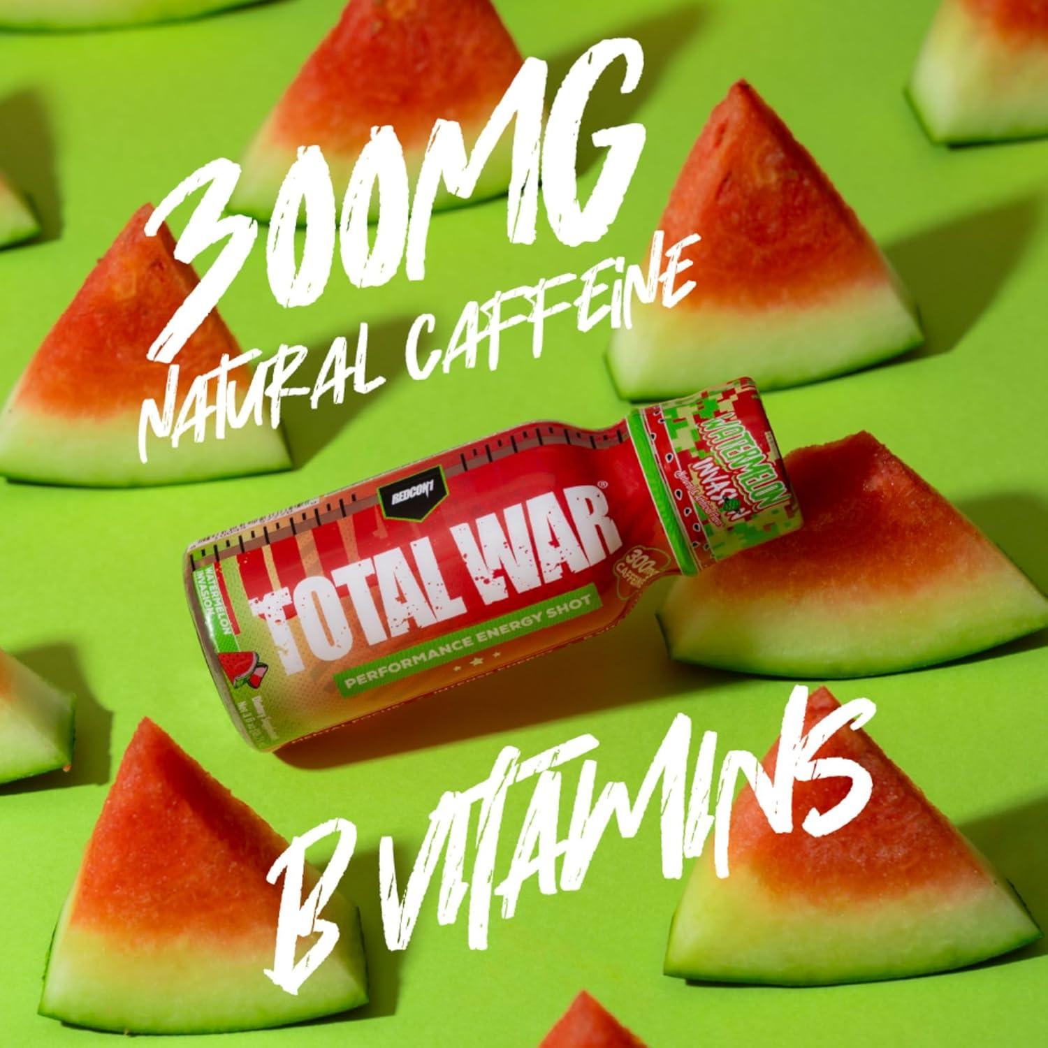REDCON1 Total War Pre Workout Energy Shots 300mg Caffeine Shots with B ...