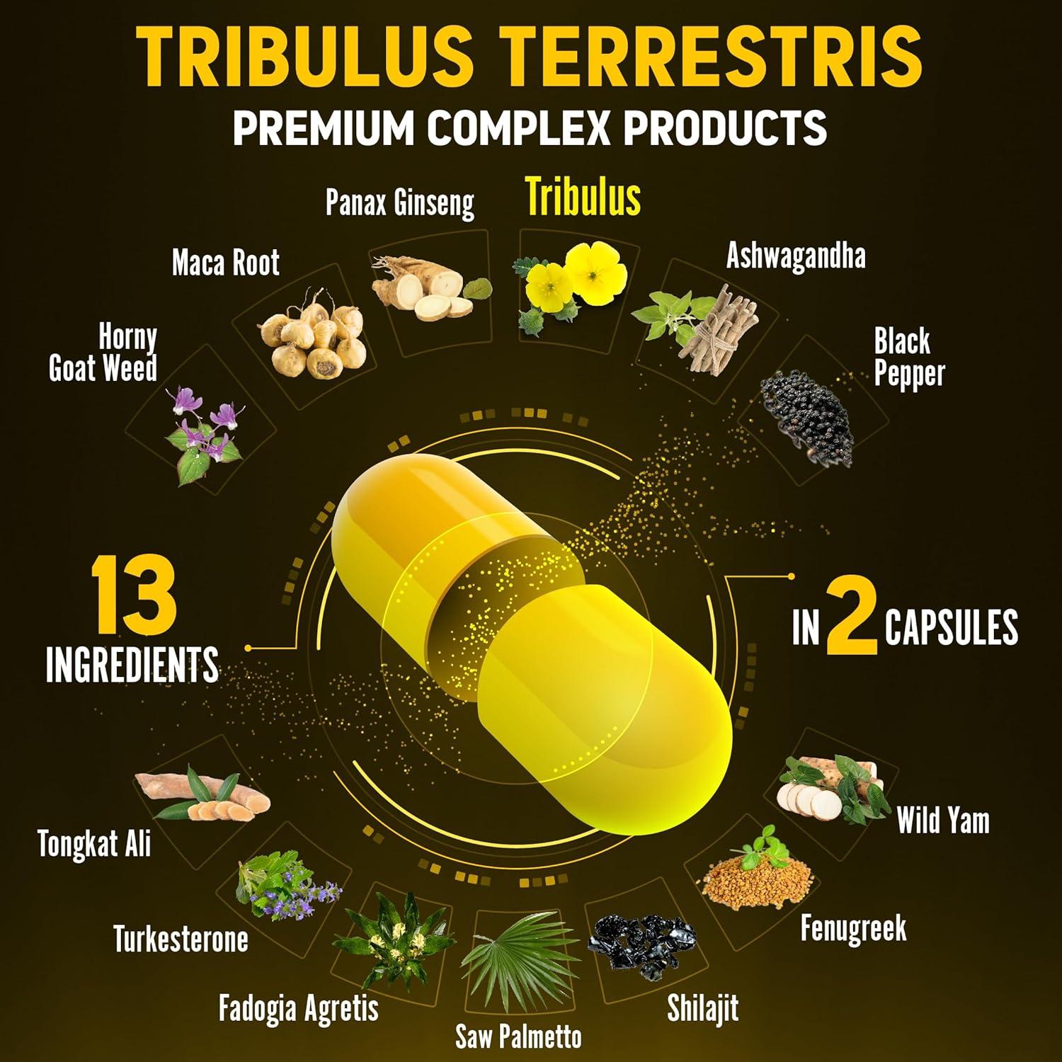 Tribulus Terrestris 13-in-1 Supplement 16000mg with Maca, Horny Goat ...
