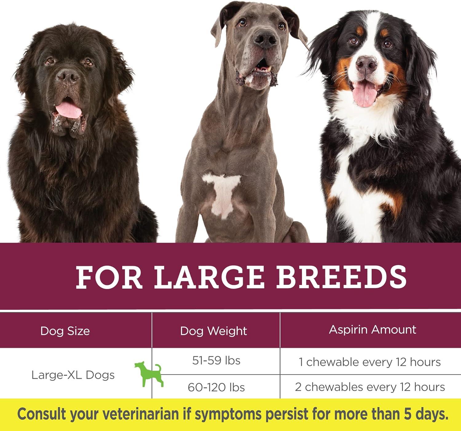 Vetality Canine Aspirin for Large Dogs - 120 Liver Flavor Chewable Tablets | Fast Pain Relief ...