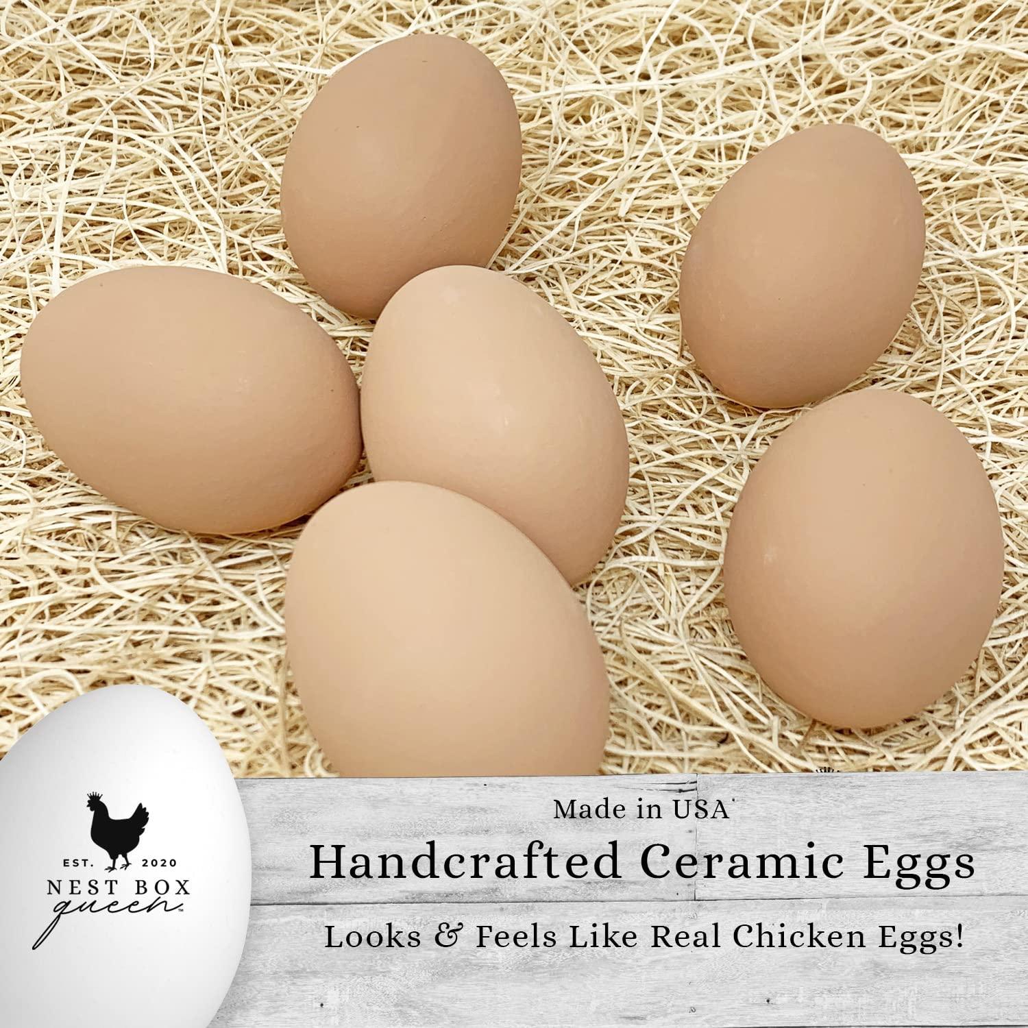 Queen Ceramic Chicken Nest Eggs - 6 Pack Brown for Nest Box Training ...