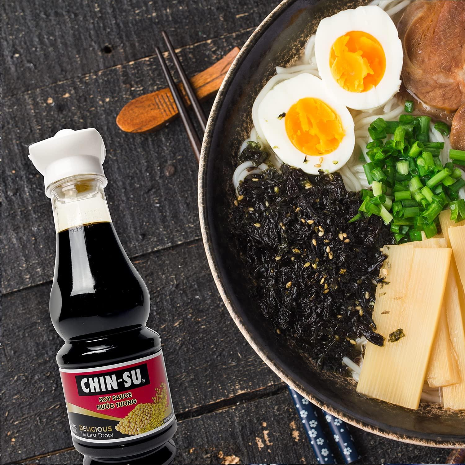 Chin-Su Premium Soy Sauce 8.5 fl oz Bottle - Vegan Dark Sauce for ...