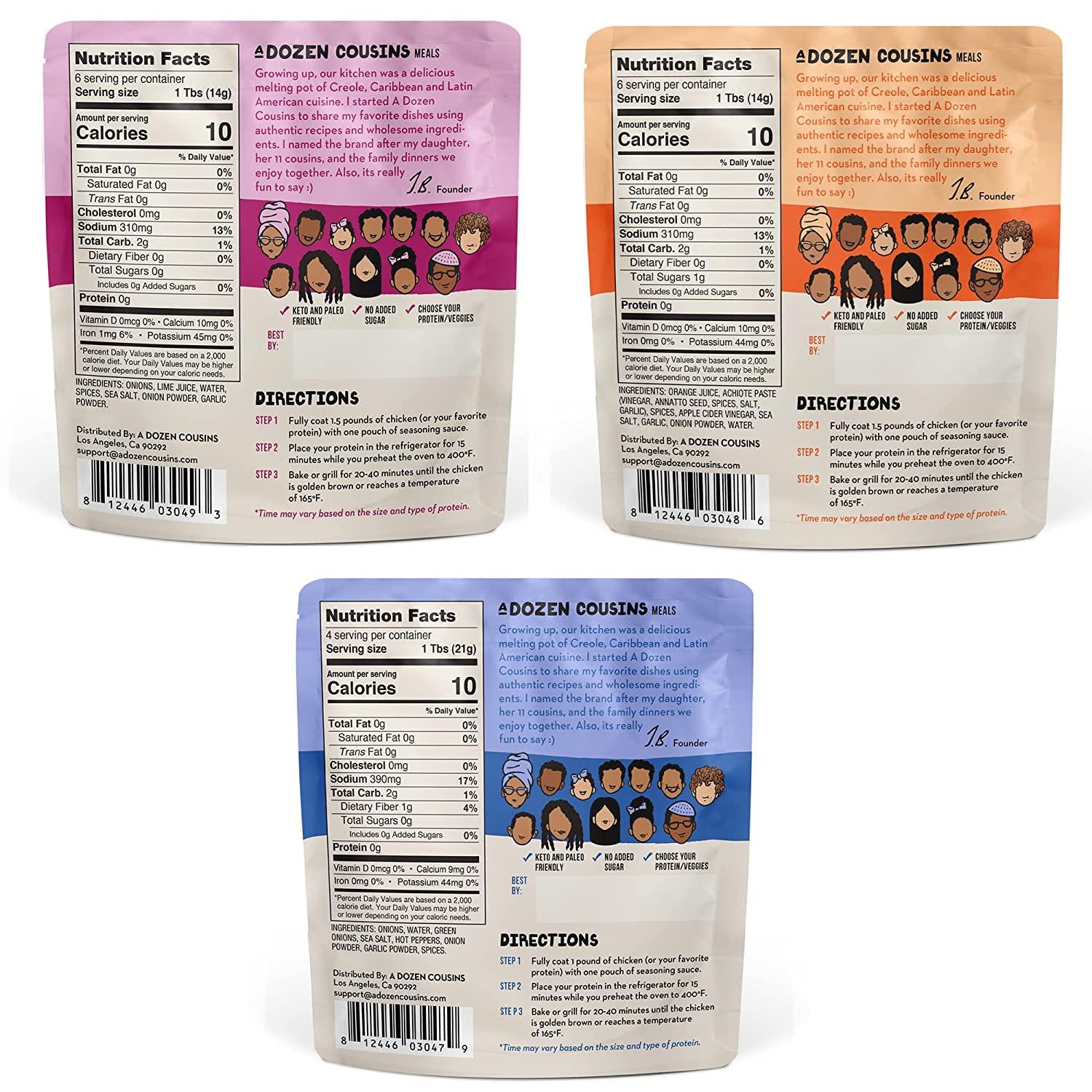 Dozen Cousins Entr e Seasoning Sauce - Coat and Cook Variety Pack (6 ...