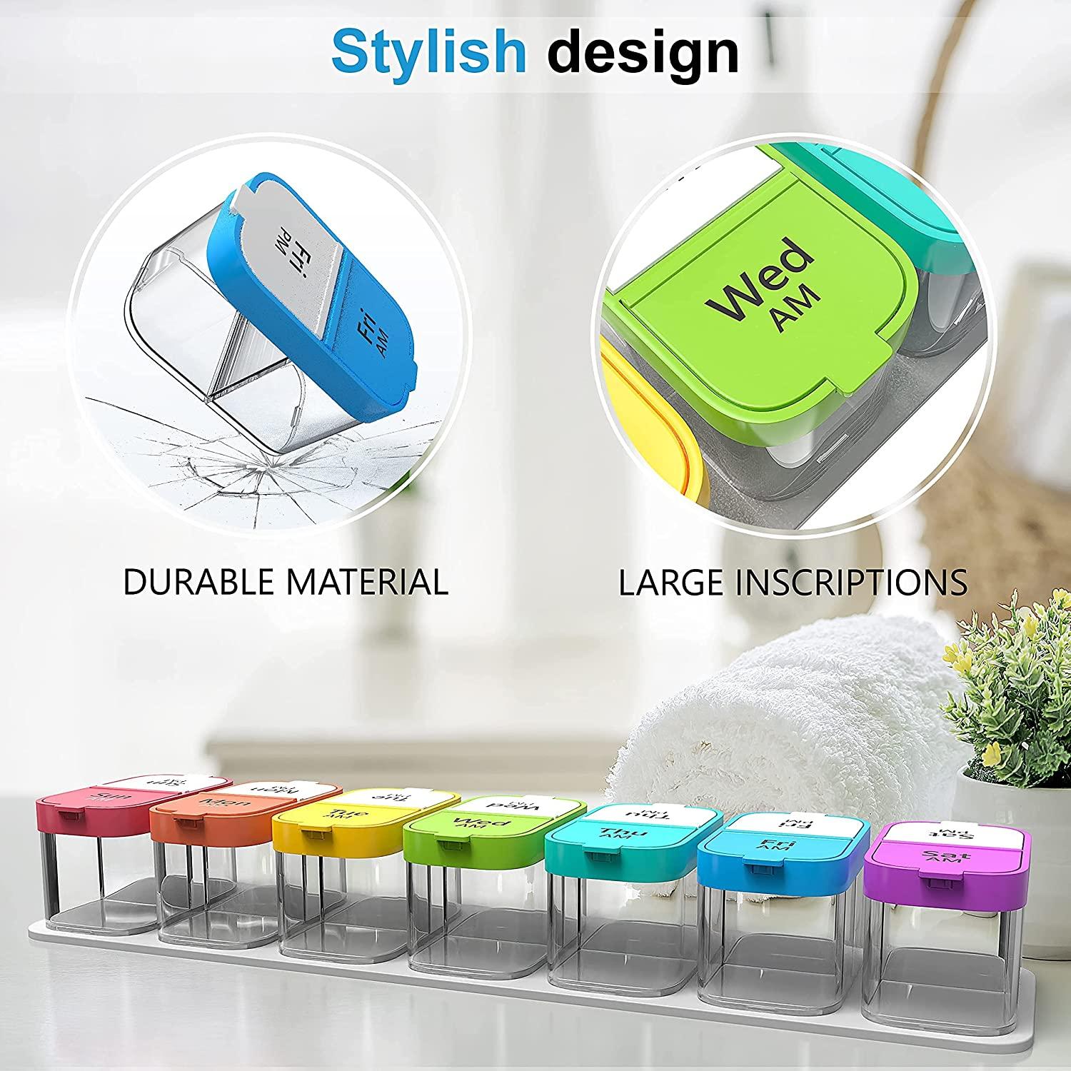 Extra Large Weekly Pill Organizer - 7 Day AM PM Pill Box for Daily ...