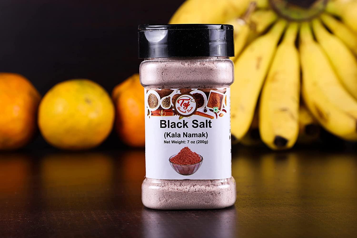 TAJ Premium Indian Black Salt Powder Kala Namak (7-Ounce) 7 Ounce (Pack ...