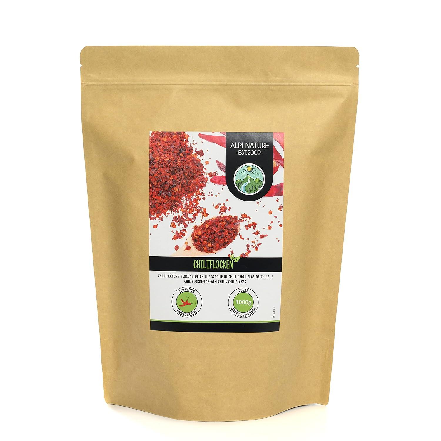 Buy 1kg Natural Chili Flakes - 100% Pure Crushed Chili Peppers Without ...