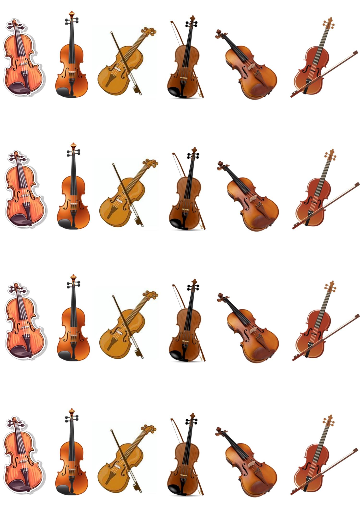 24 Stand Up Violins Musical Instrument Themed Edible Wafer Paper Cake ...
