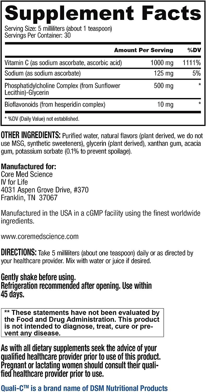 Core Med Science Liposomal Vitamin C 1000mg Liquid - Sunflower Formula ...