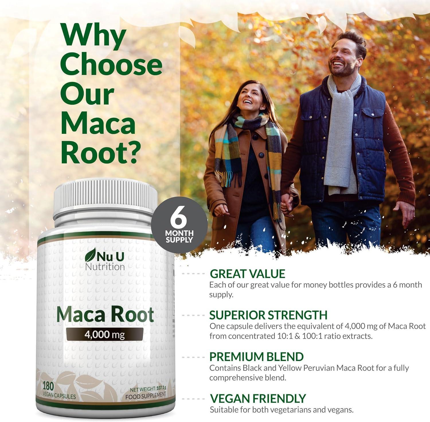 Maca Root Capsules 4000mg - 180 Vegan Capsules | High Strength Peruvian ...