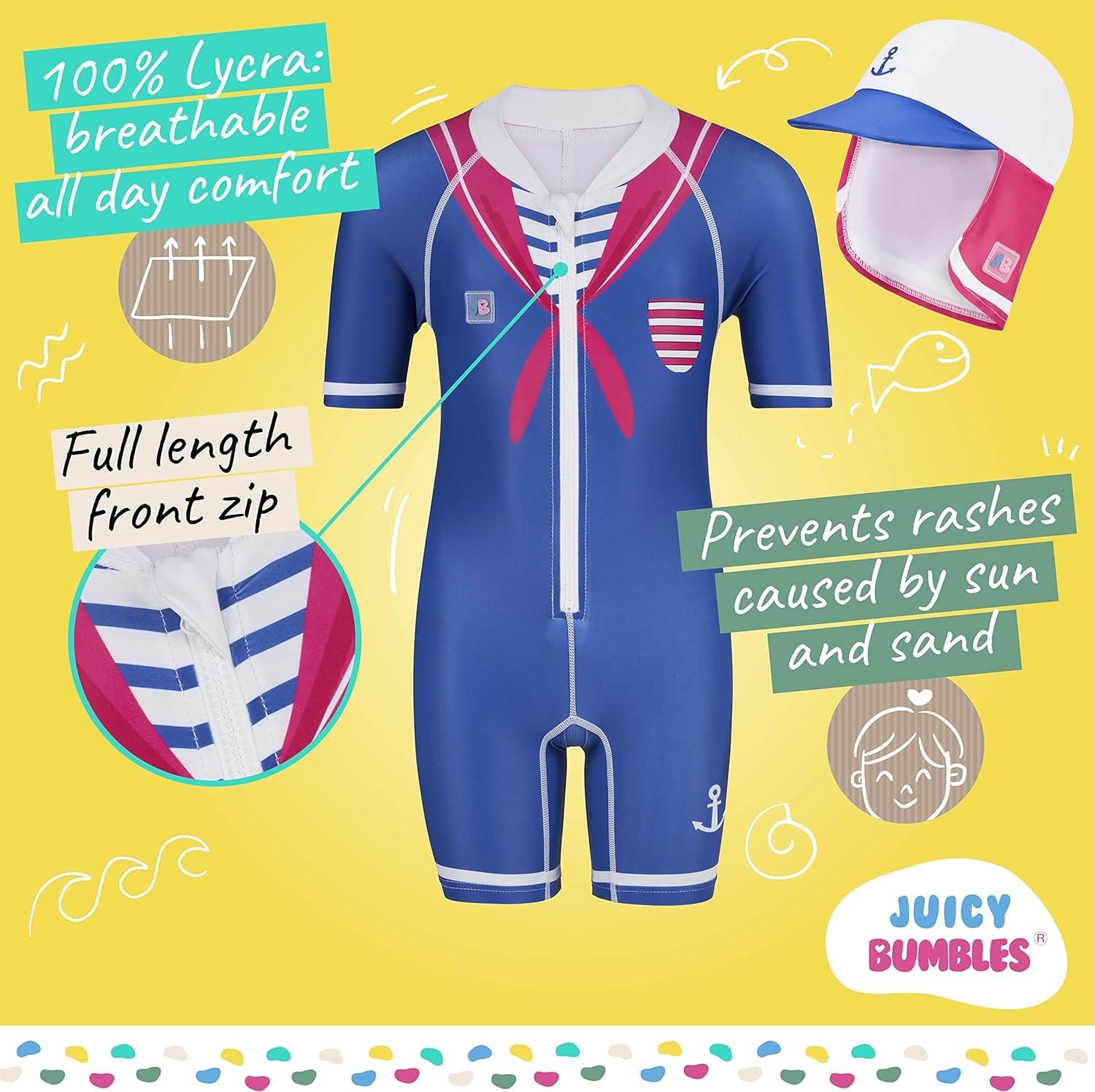 Juicy Bumbles Baby Swimsuit - Sailor Design - One Piece Short Sleeve ...