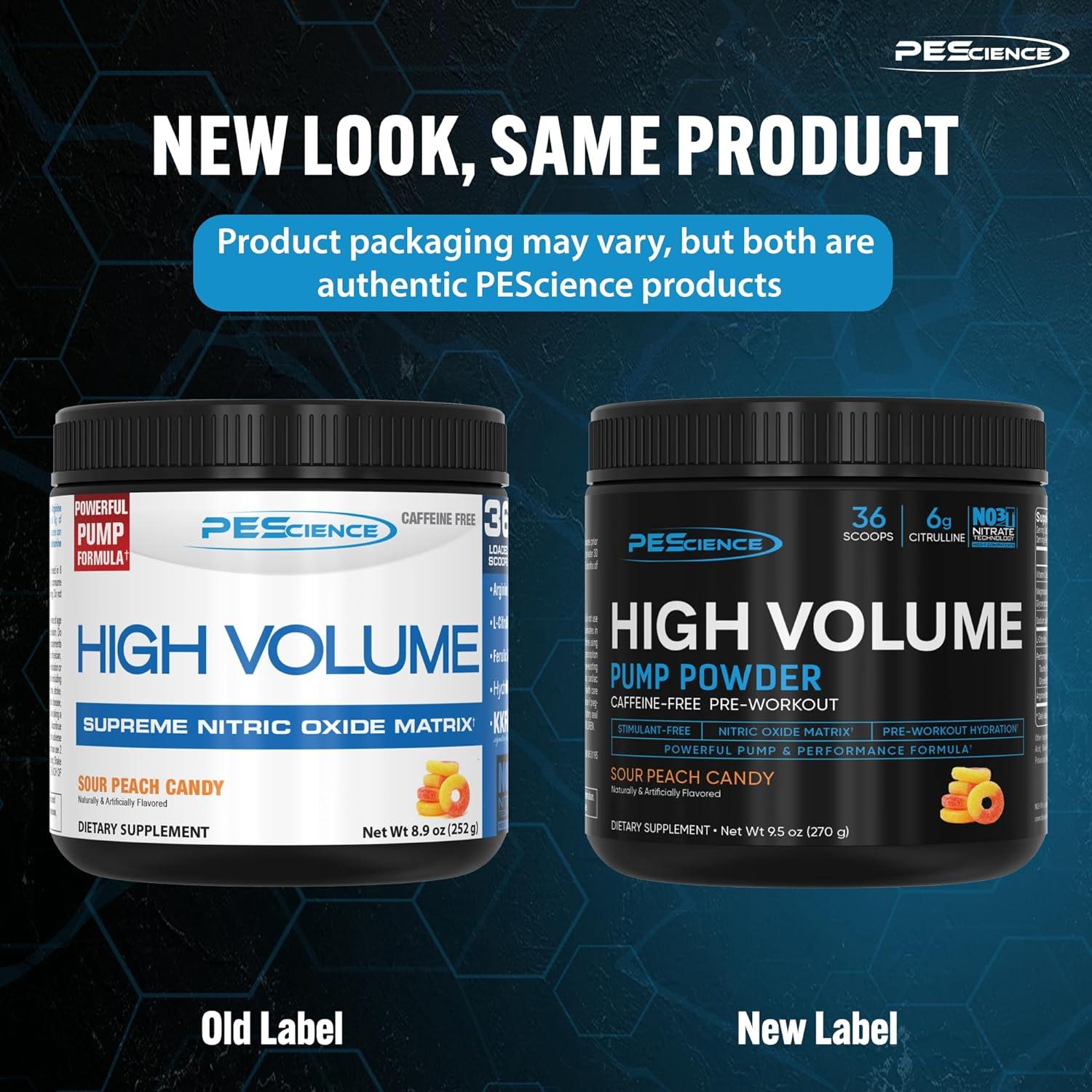 PEScience High Volume Sour Peach Candy Pre Workout Powder Caffeine Free ...