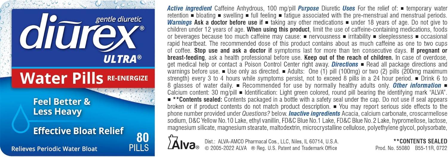 Diurex Ultra Re-Energizing Water Pills - Relieve Water Bloat and Feel ...