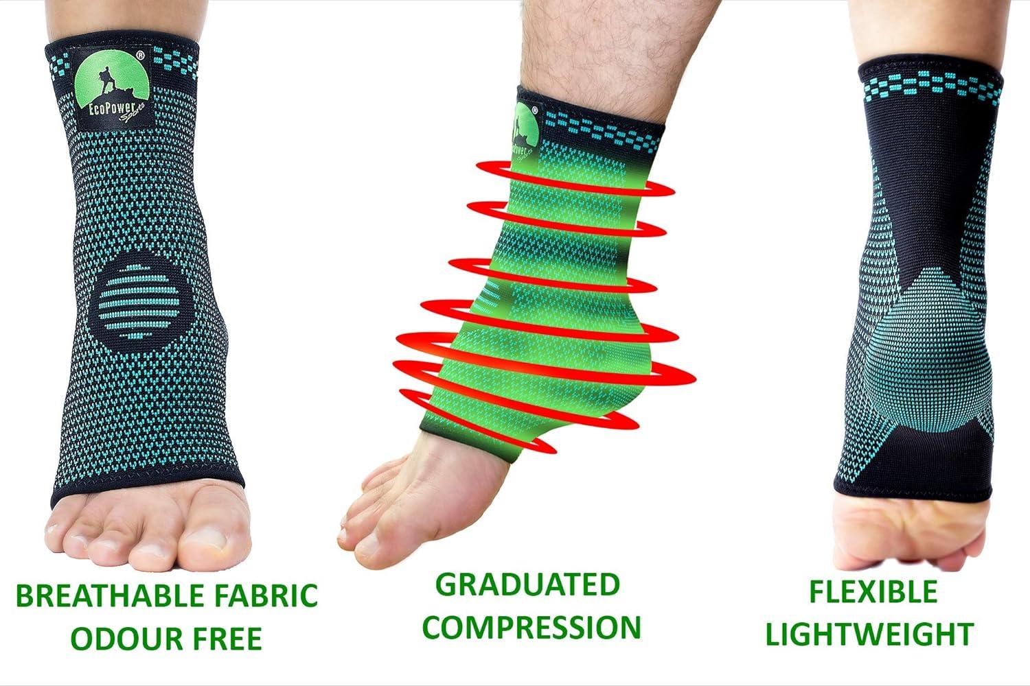 ECOPOWER SPORTS Ankle Support Compression Brace for Ligament Damage ...