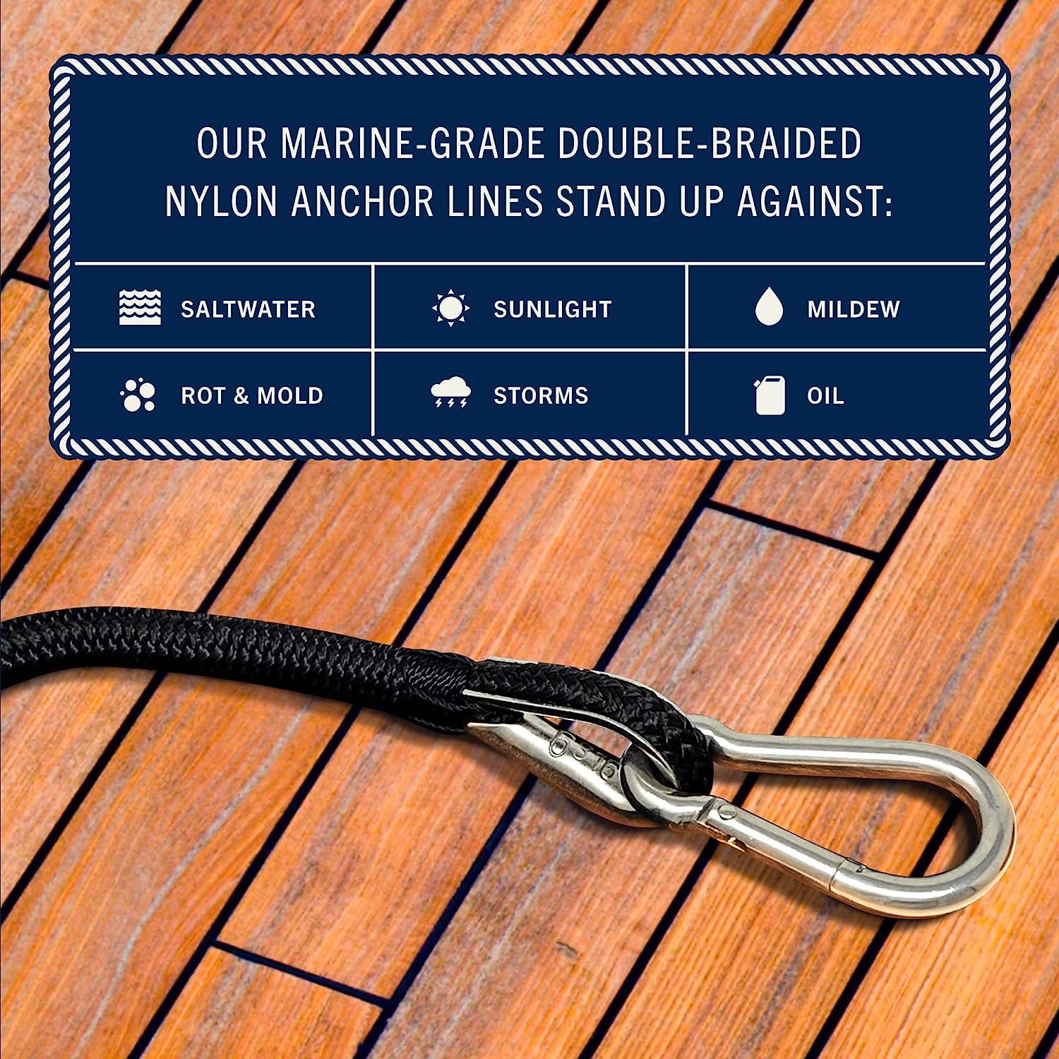 Rainier Supply Co. 100ft x 3/8 inch Boat Anchor Line | Double Braided ...