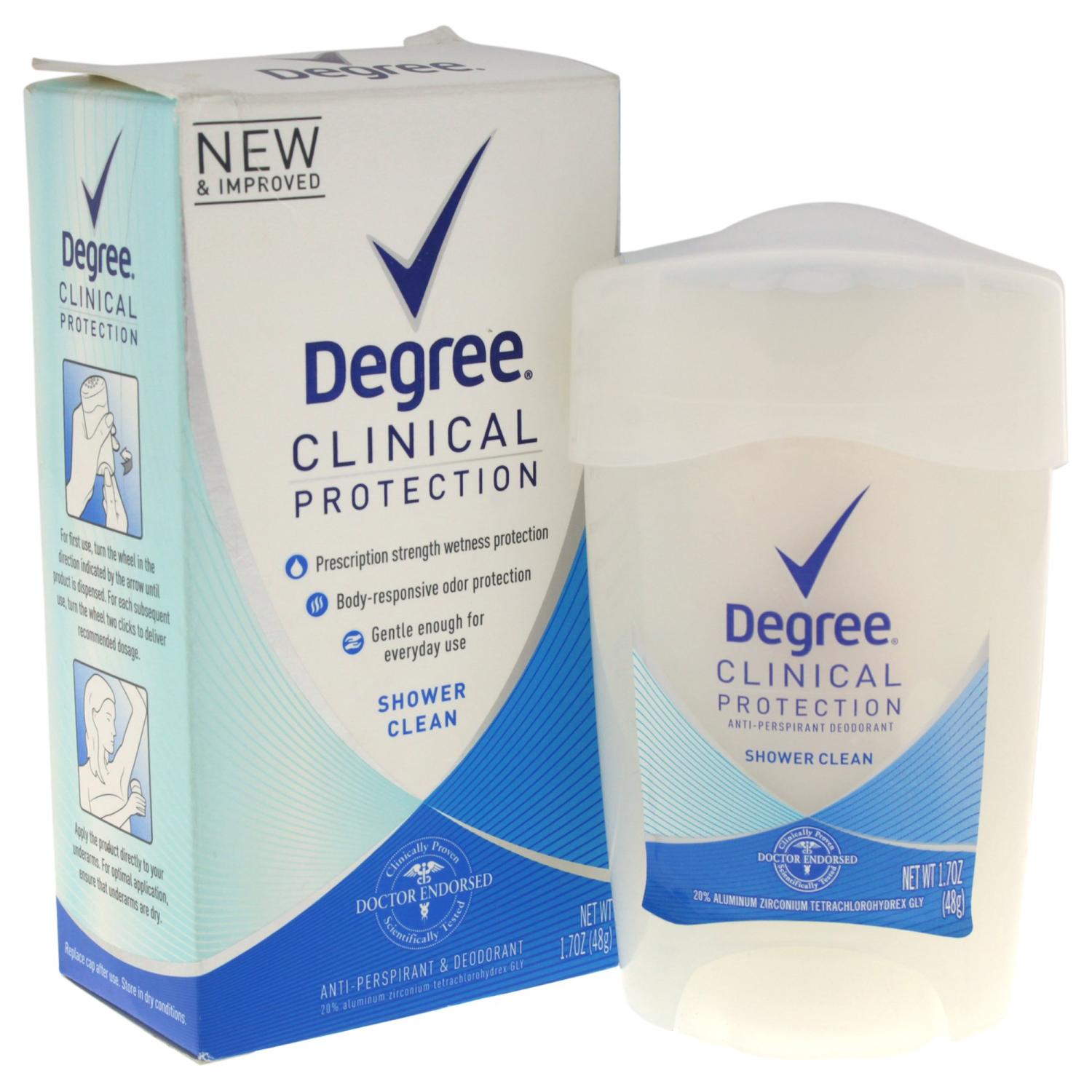Degree Women Clinical Protection Shower Clean Deodorant 1.70 oz (2 Pack ...