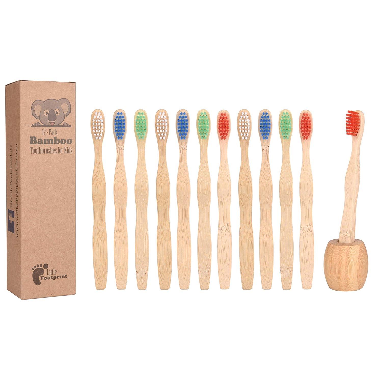 Kids Bamboo Toothbrushes - 12 Pack | BPA Free Soft Bristles | Eco ...
