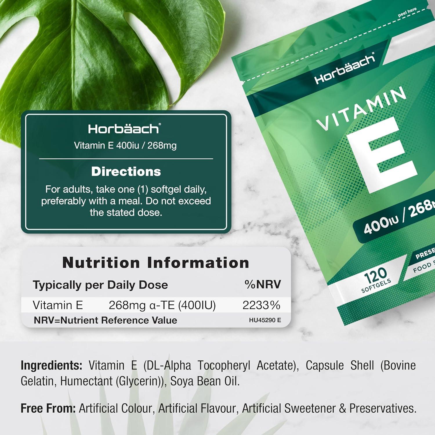 Vitamin E Capsules 400iu | 120 Count | High Strength Vitamin E as DL-a ...