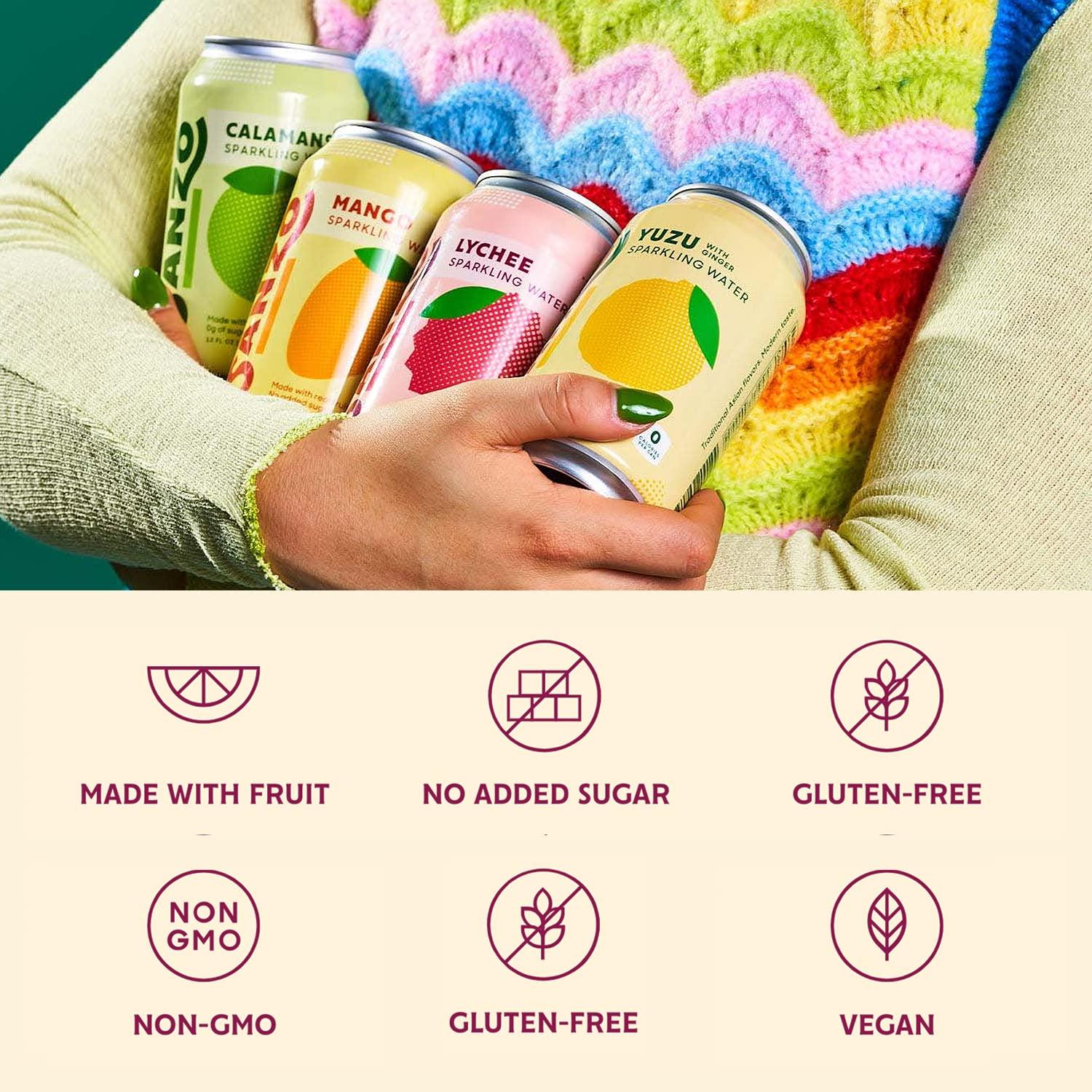 Sanzo Flavored Sparkling Water - Lychee (Berry) 12-Pack - Carbonated Drink Made with Real Fruit ...