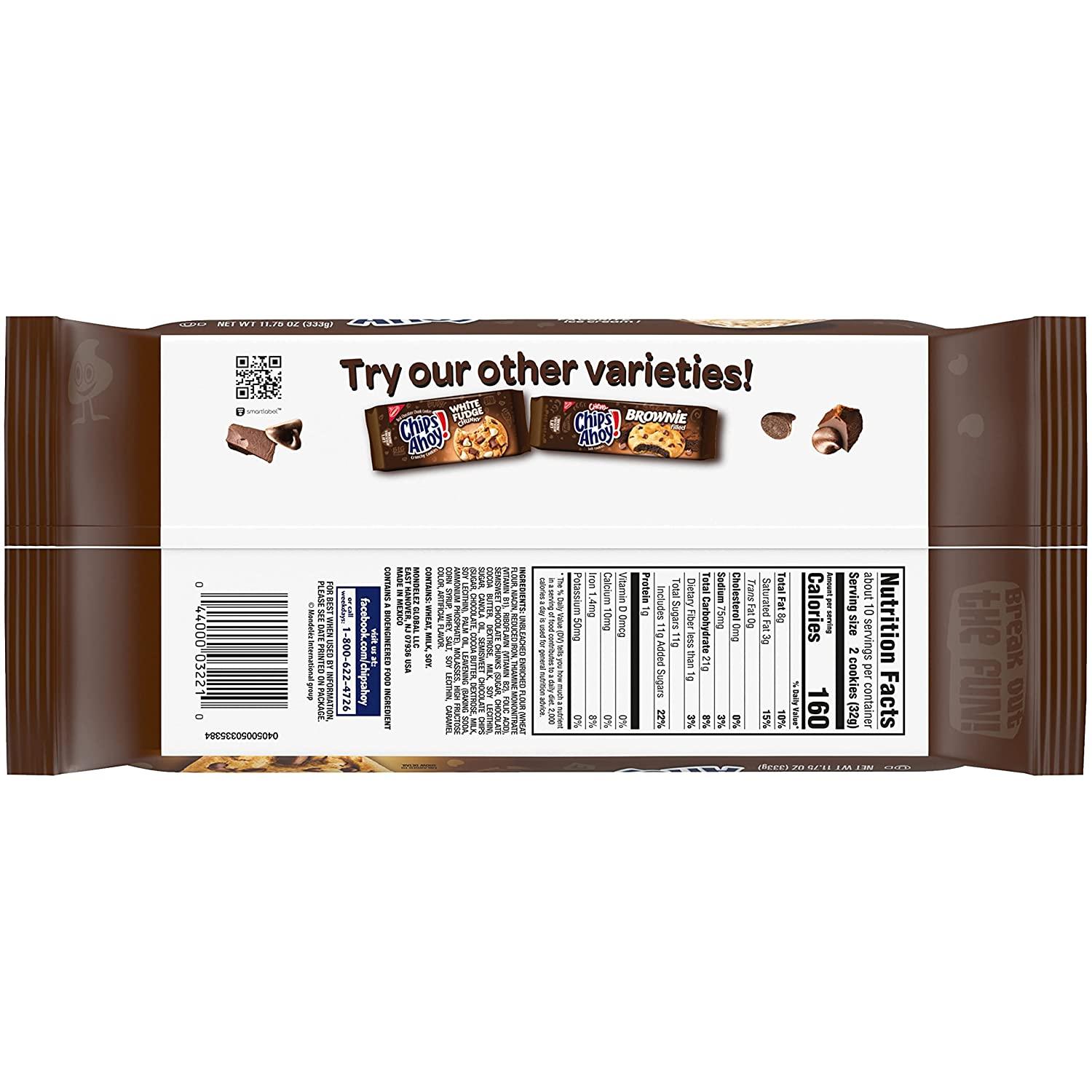 Chips Ahoy! Chunky Chocolate Chip Cookies 11.75oz (Pack of 12 ...