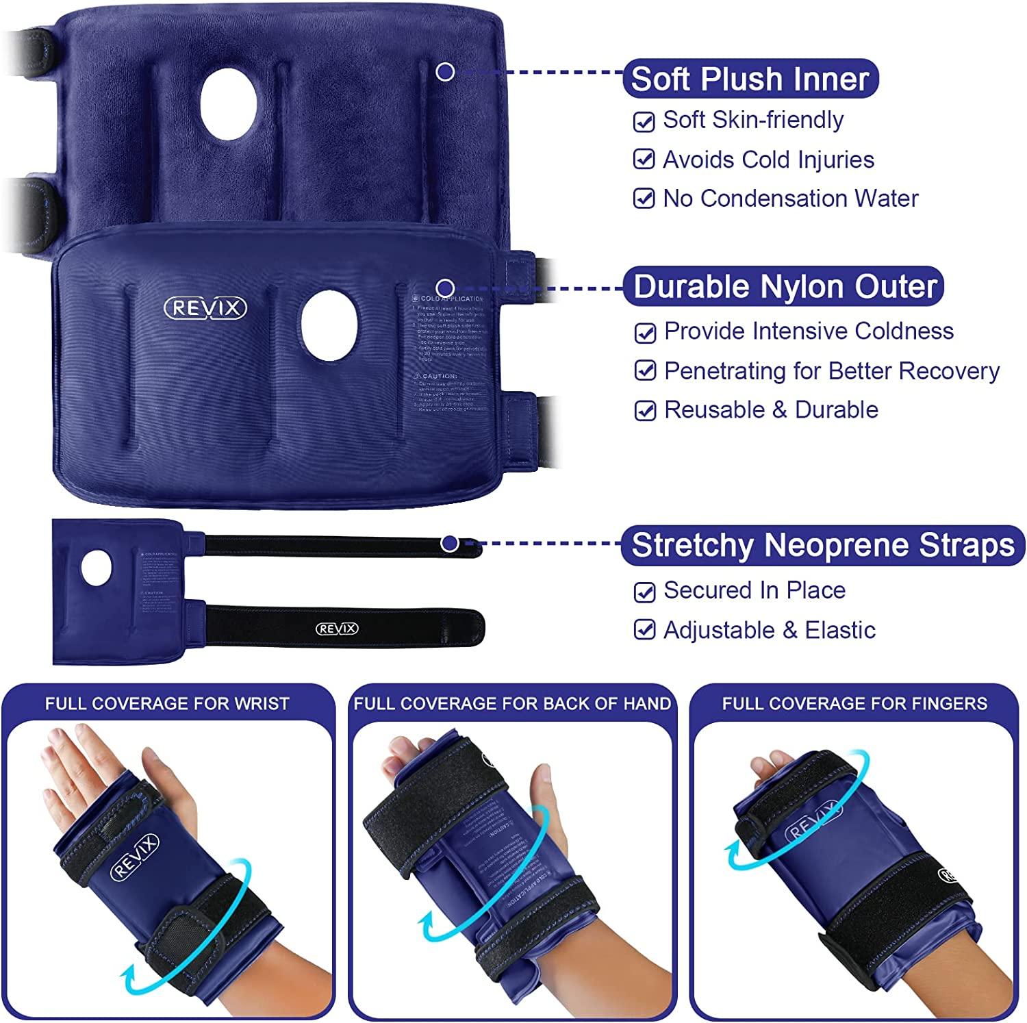 REVIX Wrist Ice Pack Wrap for Carpal Tunnel Relief - Reusable Gel Cold ...