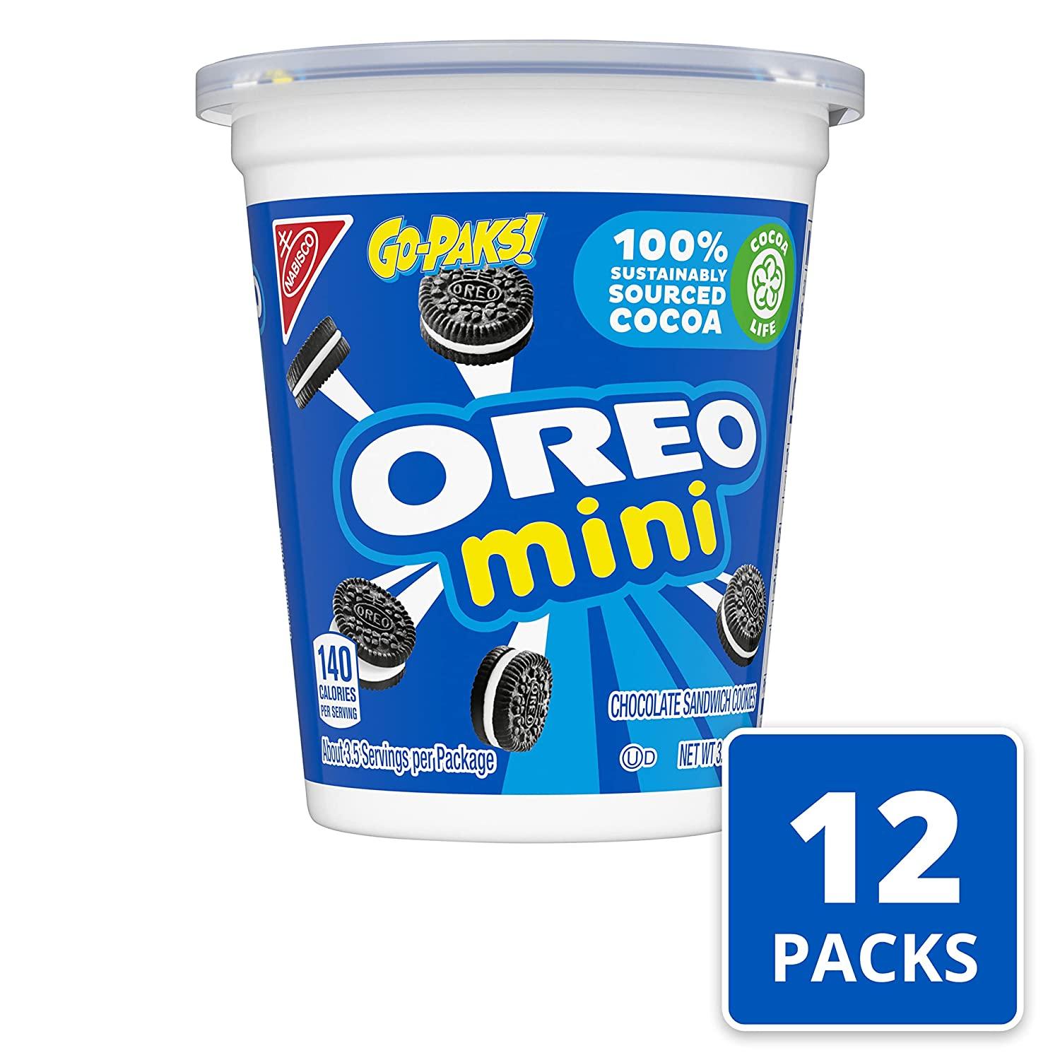 OREO Mini Chocolate Sandwich Cookies Go-Paks - 12 Packs of 3.5 Ounce Mini Chocolate Cookies ...