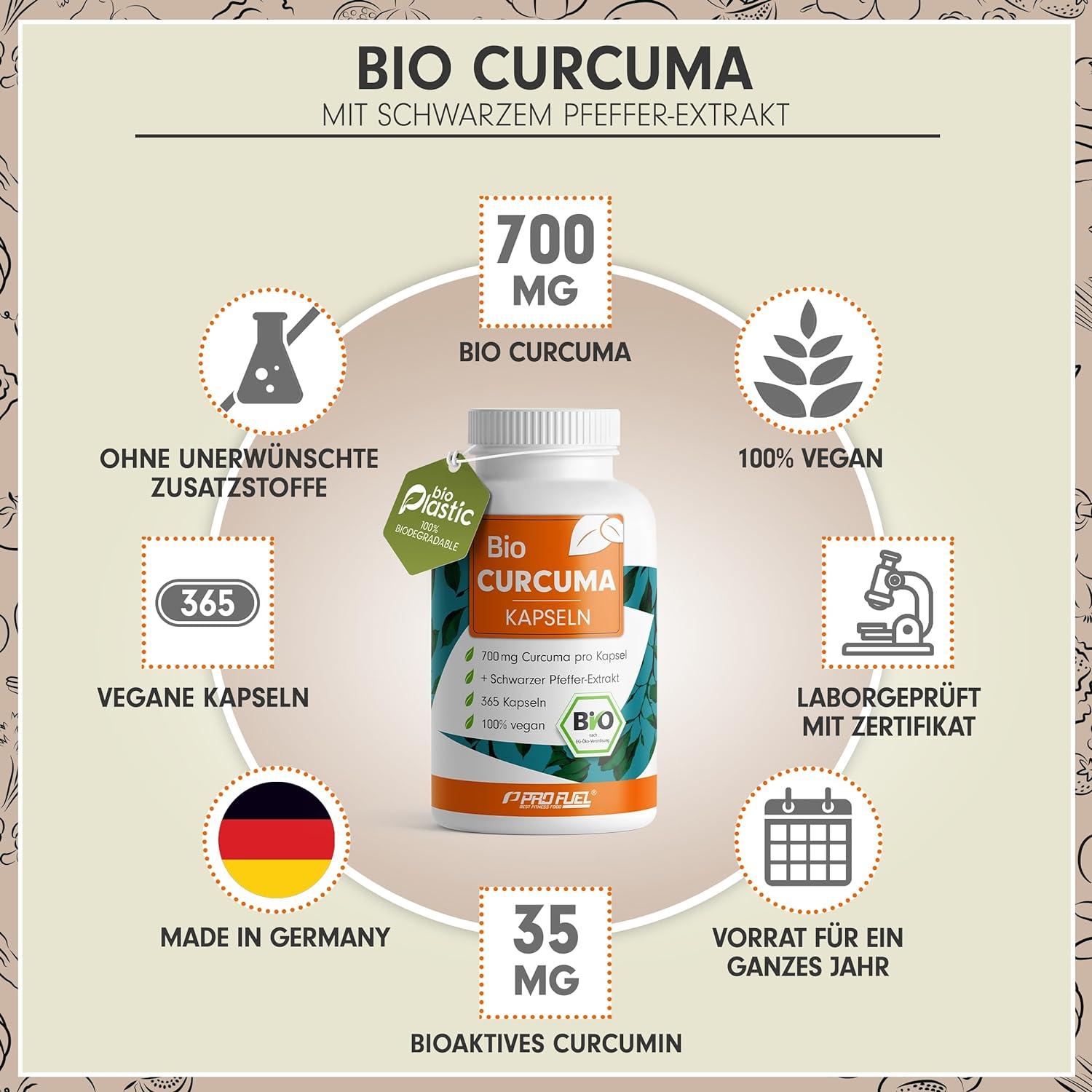 Bio Curcuma Capsules 730x | 700 mg Organic Curcumin with Black Pepper ...
