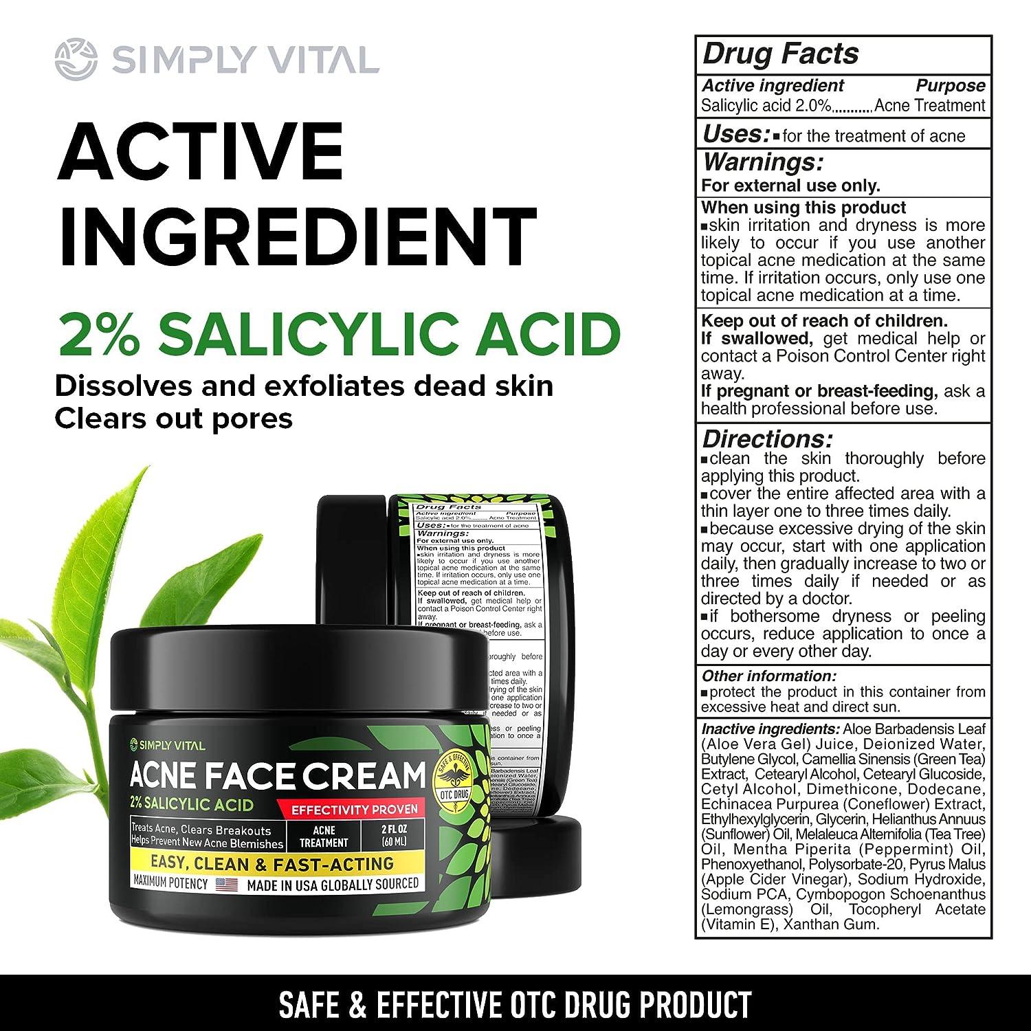 Acne Medication Face Cream - Fast Acting USA-Made Treatment for ...