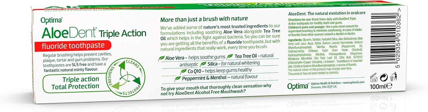 AloeDent Triple Action Aloe Vera Toothpaste 100ml | Fluoride-Free ...