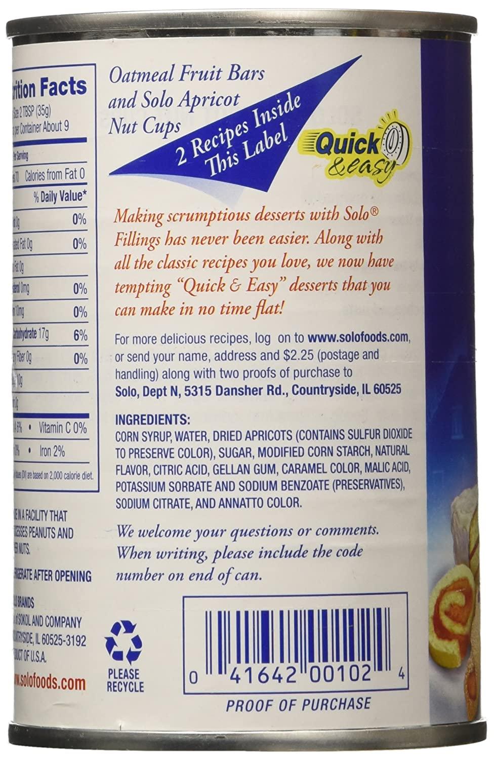 Delicious Solo Apricot Cake and Pastry Filling 12oz - Pack of 2 | Buy ...