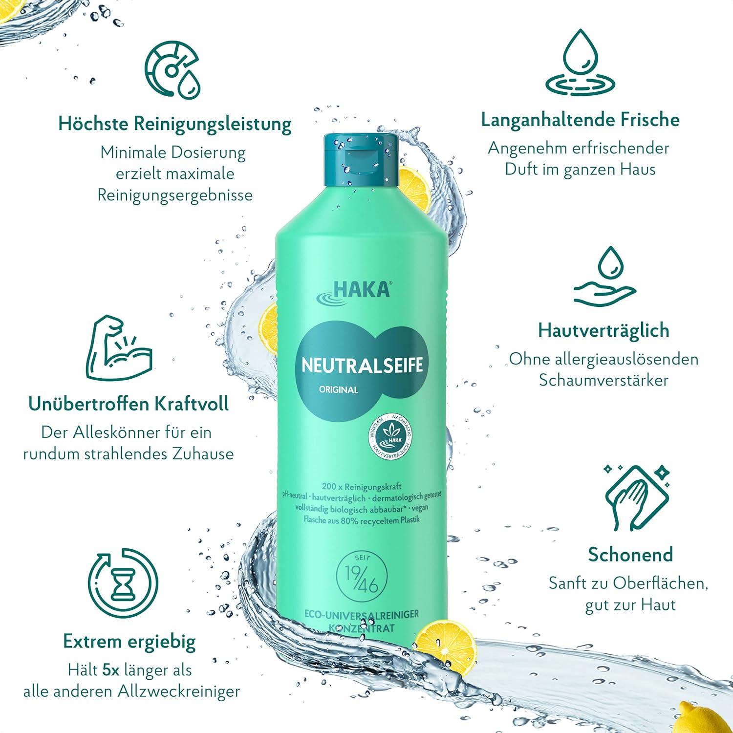 HAKA Neutral Soap All-Purpose Cleaner | 3x1 Kg - 600 Applications pH ...