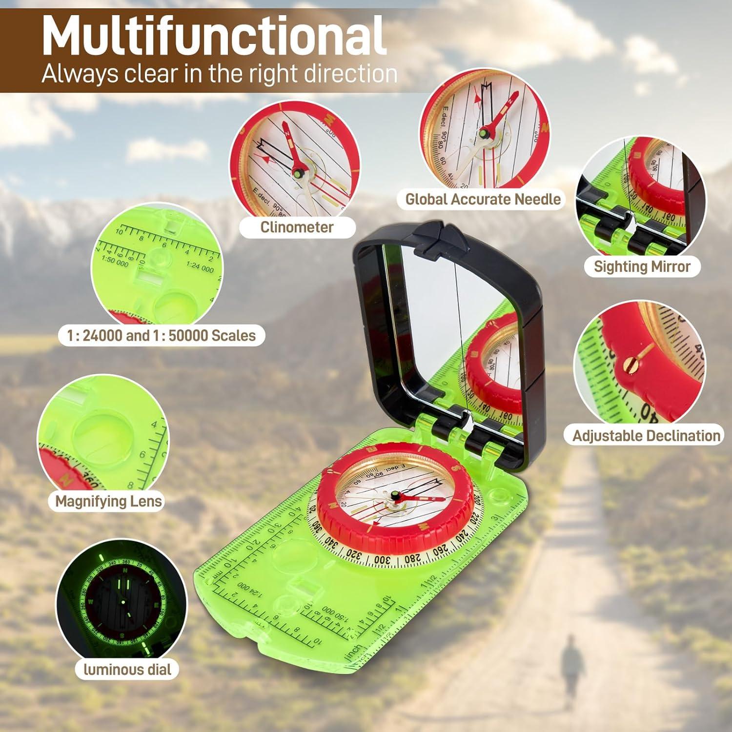 Sportneer Professional Outdoor Compass for Kids | Mil-Spec Hiking ...