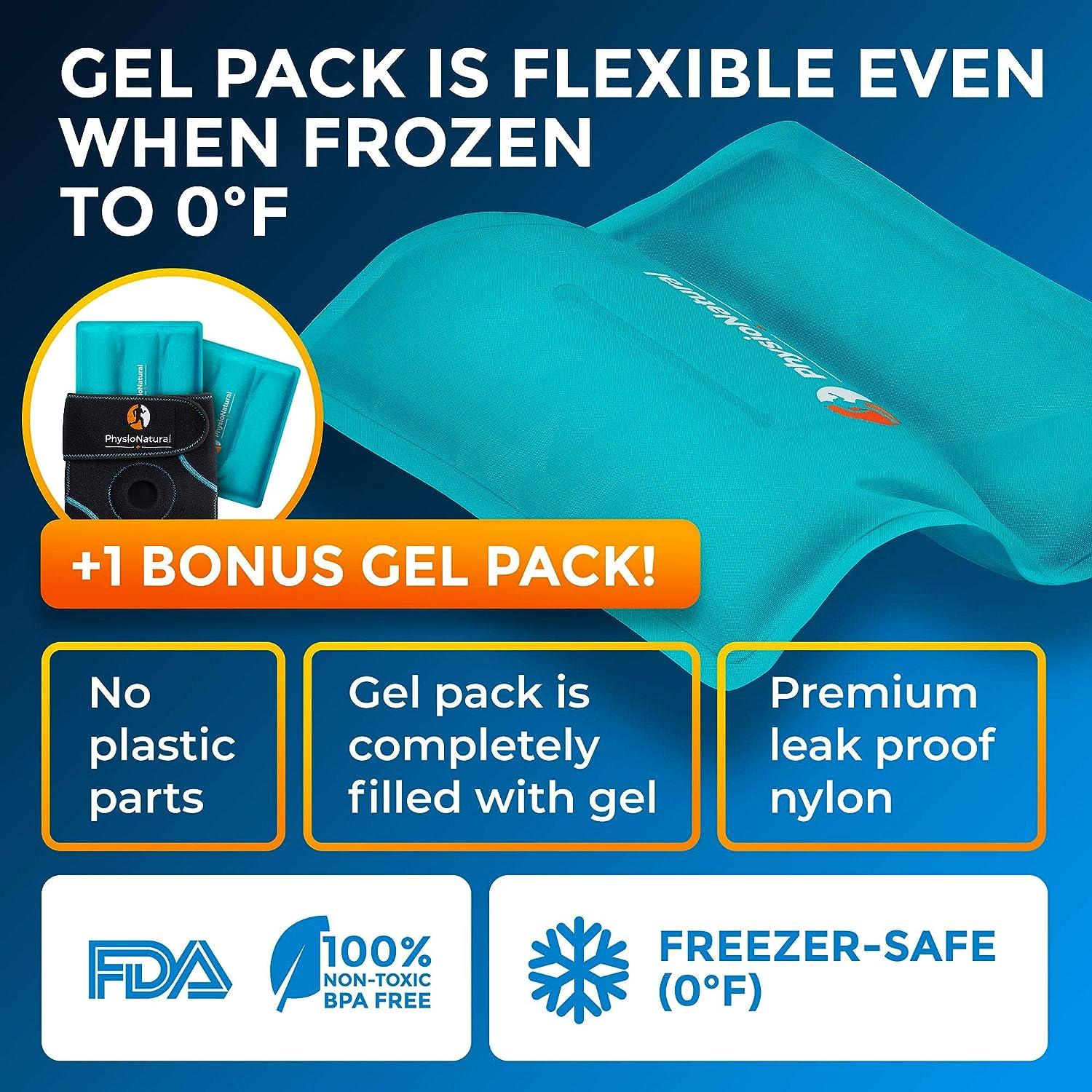 PhysioNatural Knee Ice Pack - Reusable Gel Wrap for Pain Relief ...