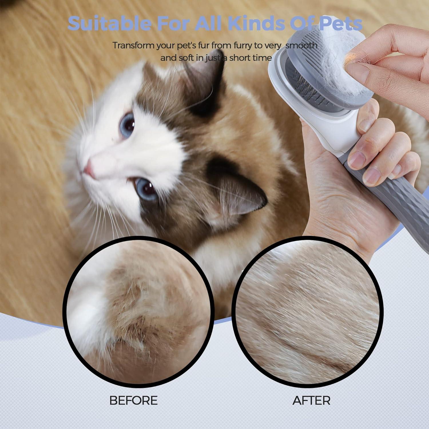 IMAAL Cat Brush with Flea Comb - Self Cleaning Slicker Dog Brush - Pet ...