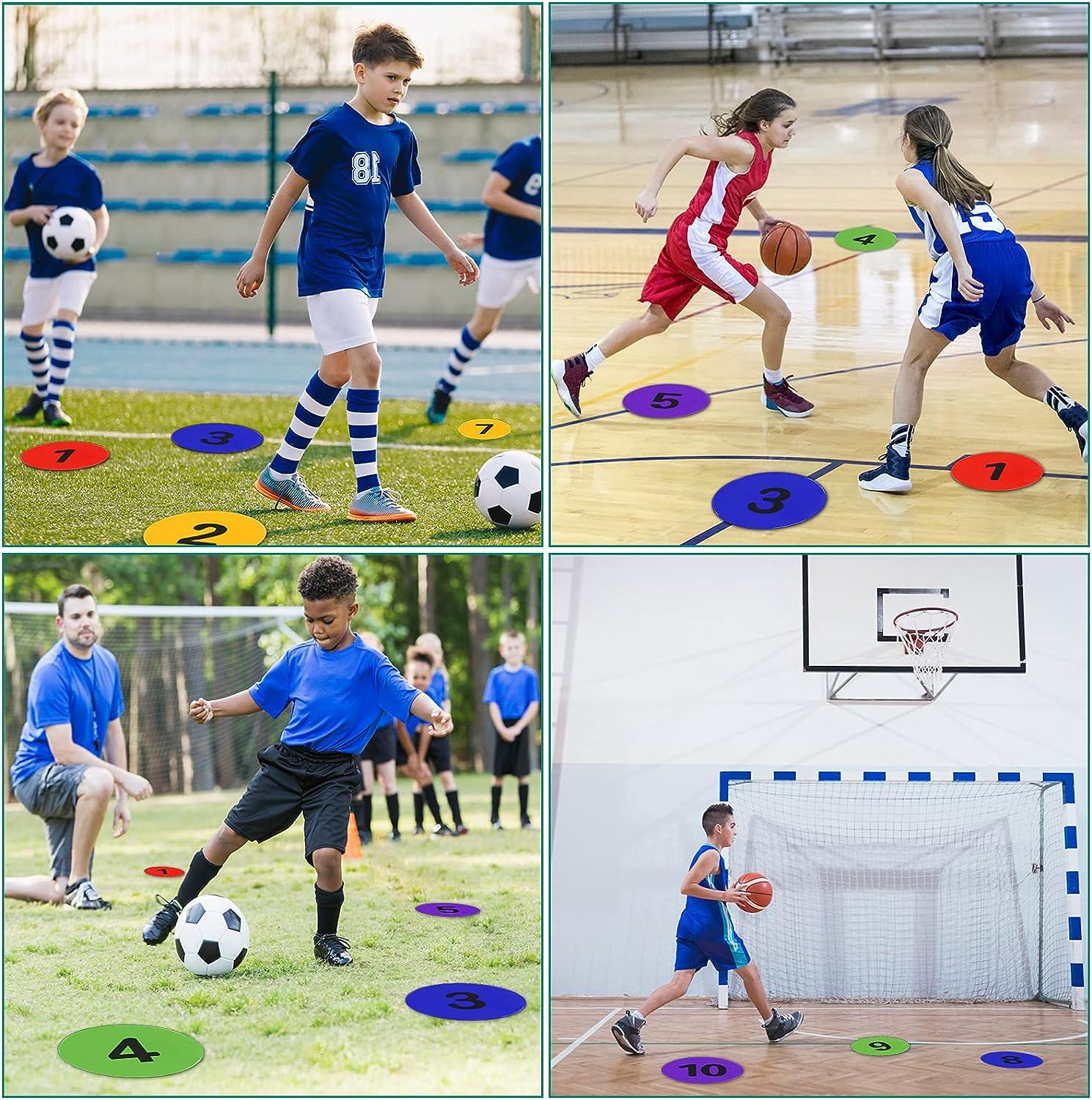 TuXHui 9 Numbered Spot Markers - Set of 10 Poly Floor Dots for Sports ...