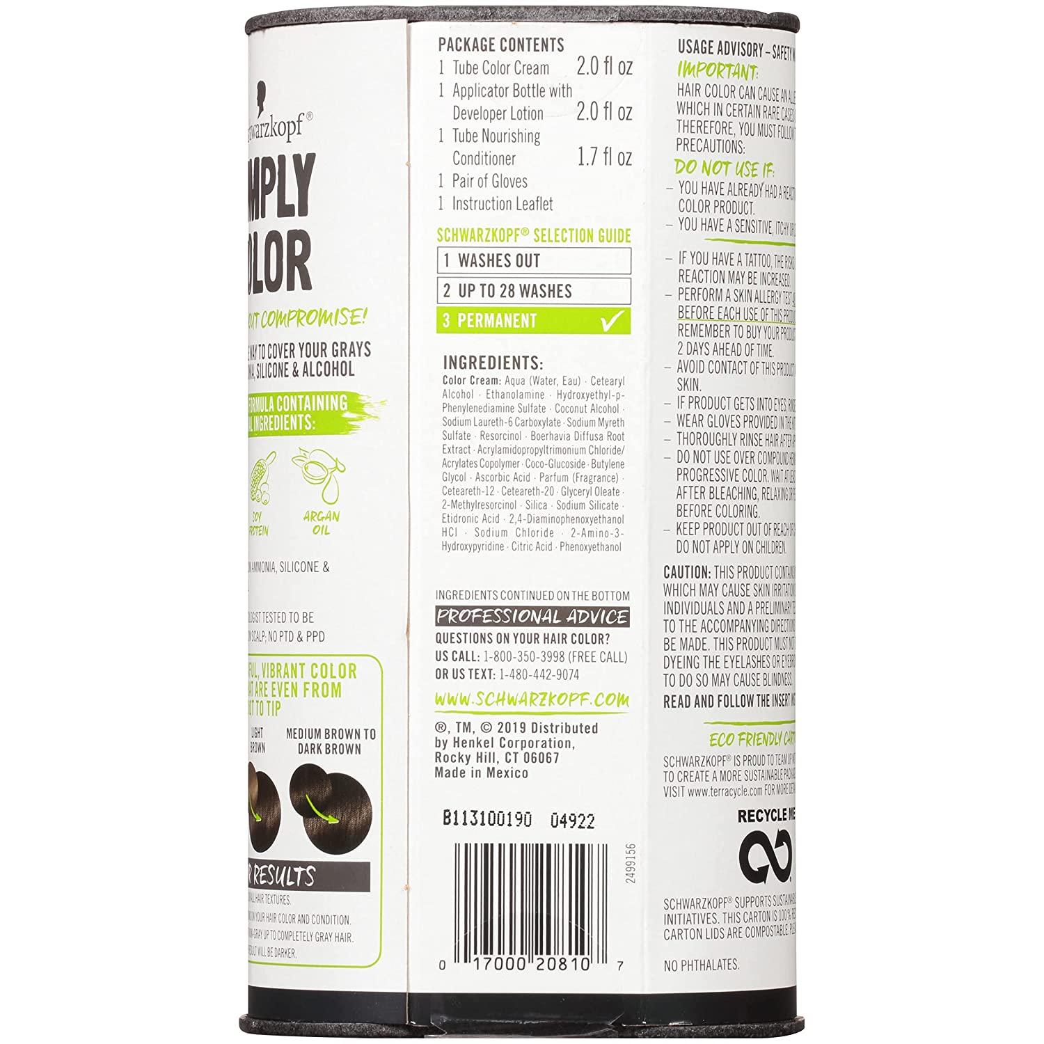 Schwarzkopf Simply Color 4.0 Intense Espresso - Permanent Hair Color ...