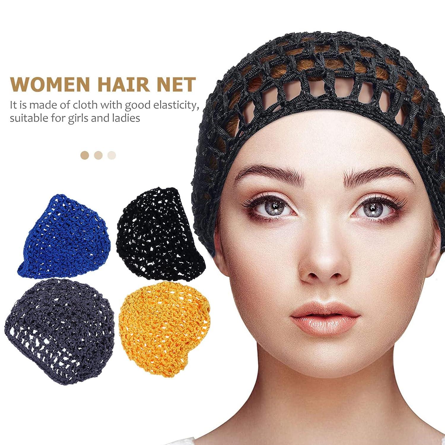 Minkissy 4PCS Mesh Crochet Hair Net - Soft Women's Hair Net for ...