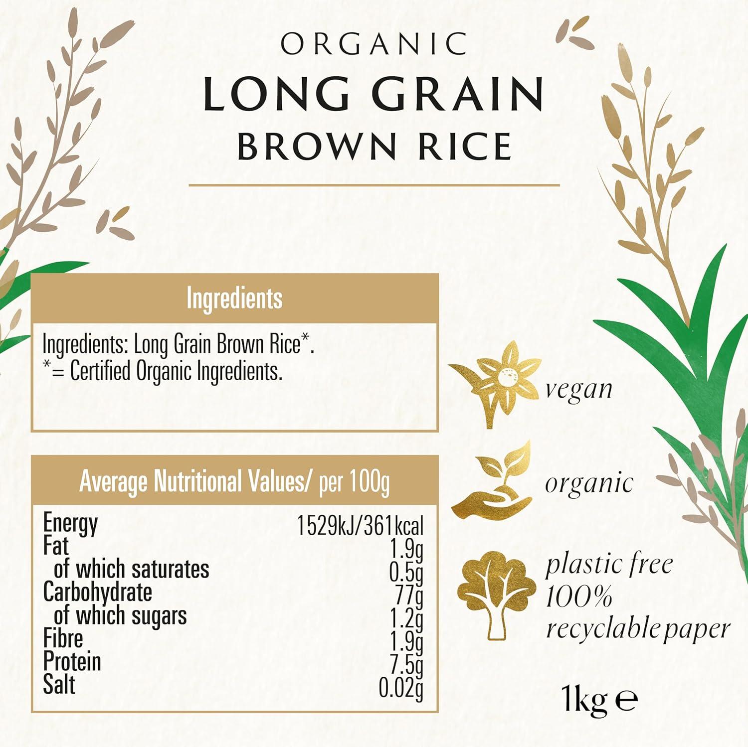 Biona Organic Long Grain Brown Rice 1kg - Pack of 1 | Nutritious and ...