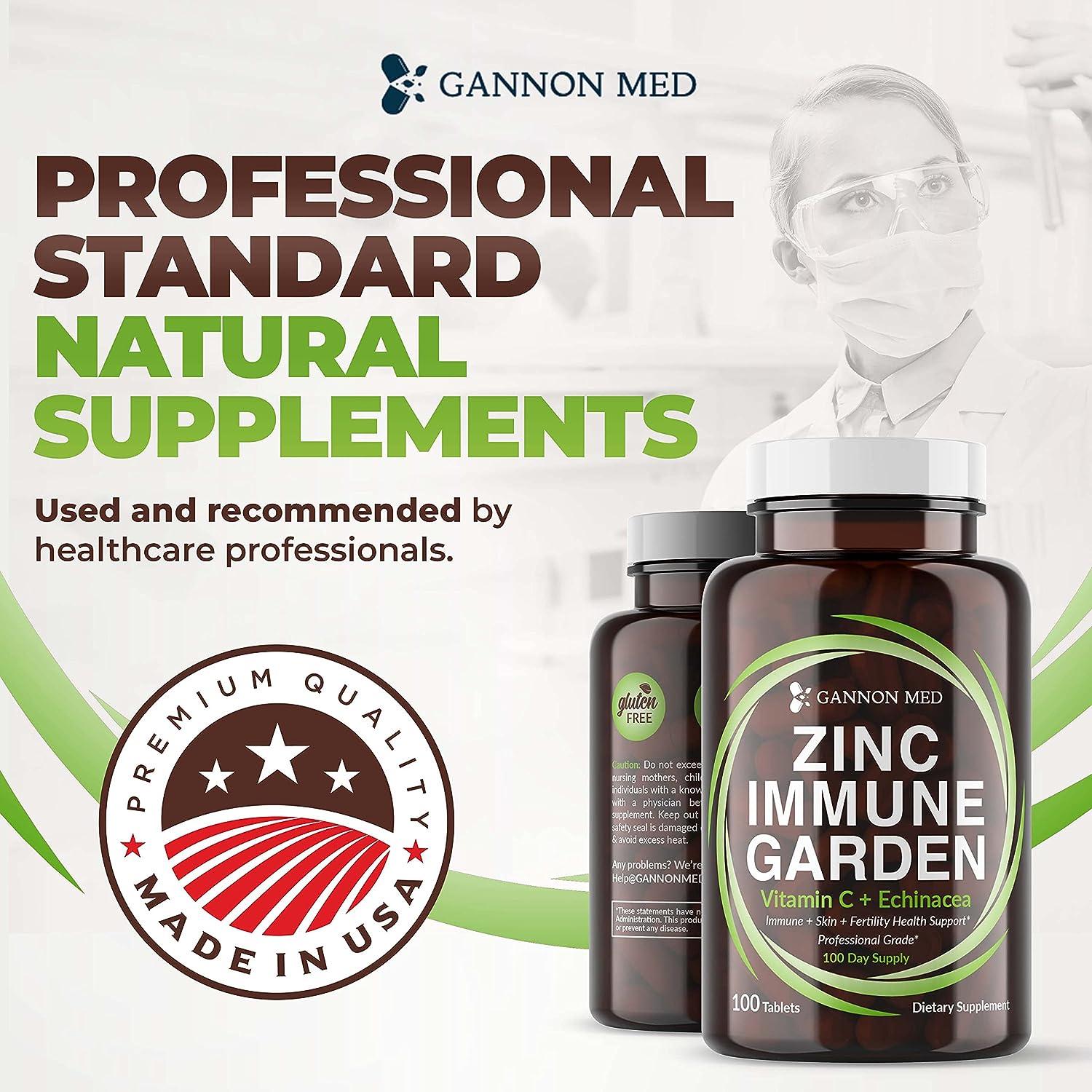 GANNON MED Chelated Zinc 50mg + Vitamin C 800mg + Echinacea 600mg ...