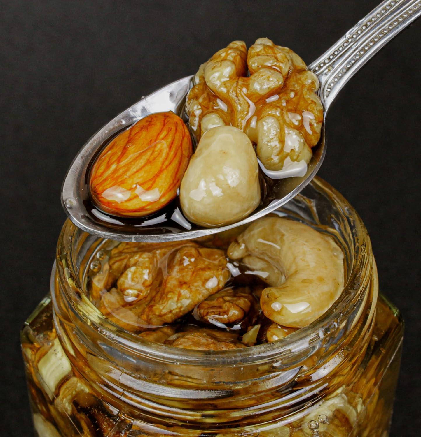 BeeHype Mixed Nuts in Pure Raw Acacia Honey - 215g Jar with Natural Enzymes, Vitamins, Minerals ...